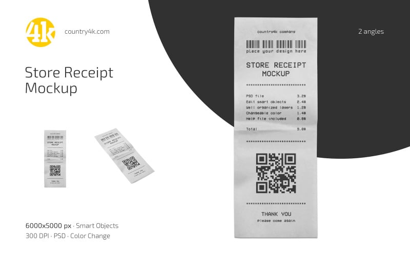 Store Receipt Mockup PSD Template #473759 - TemplateMonster