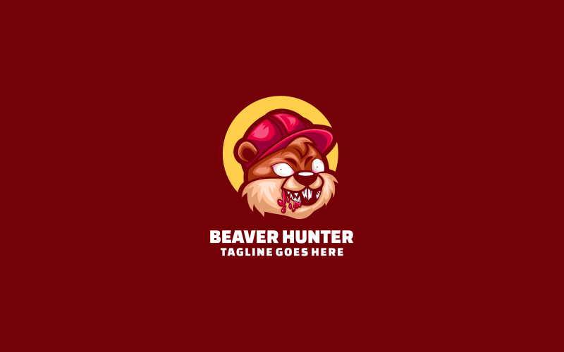 Logotipo de mascote simples Beaver Hunter - TemplateMonster