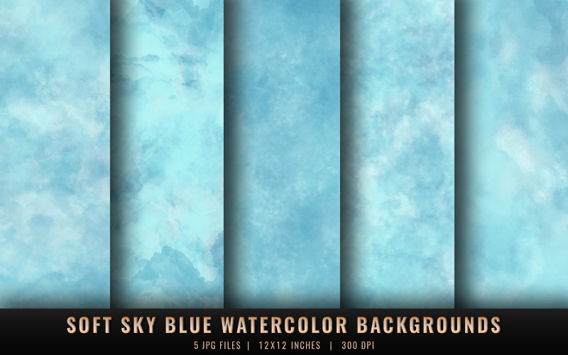 Soft Sky Blue Watercolor Backgrounds - TemplateMonster