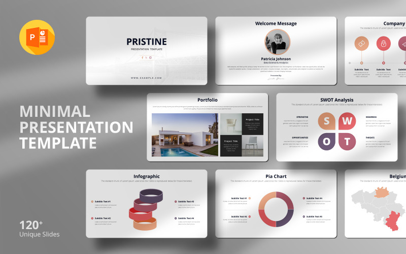 Pristine Minimal PowerPoint Template - TemplateMonster
