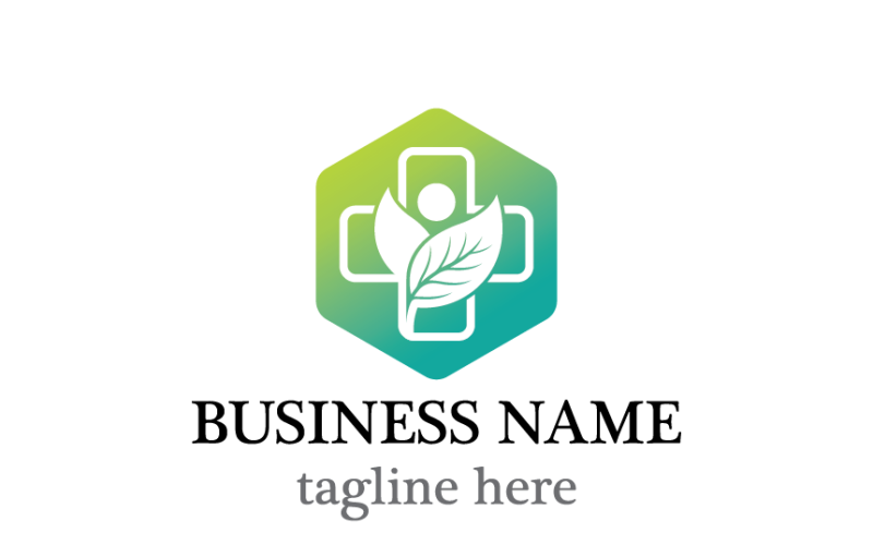 Design de logotipo médico com folhas - TemplateMonster