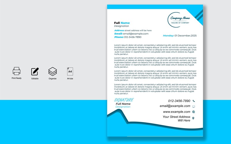 Letterhead Design Template for Official Letters - Product - 087
