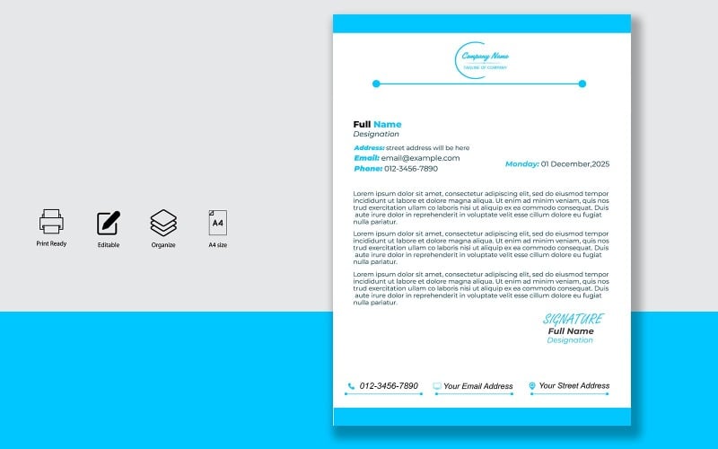 Letterhead Design Template for Official Letters - Product - 090