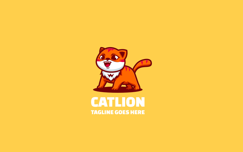 Logotipo simples do mascote Catlion #477021 - TemplateMonster