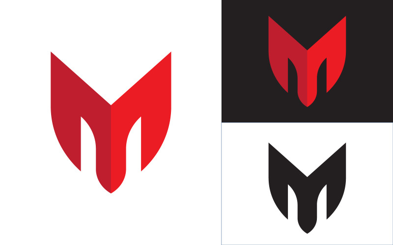 Modern M Harfi Logo Şablonu vektör çizim tasarımı v.3