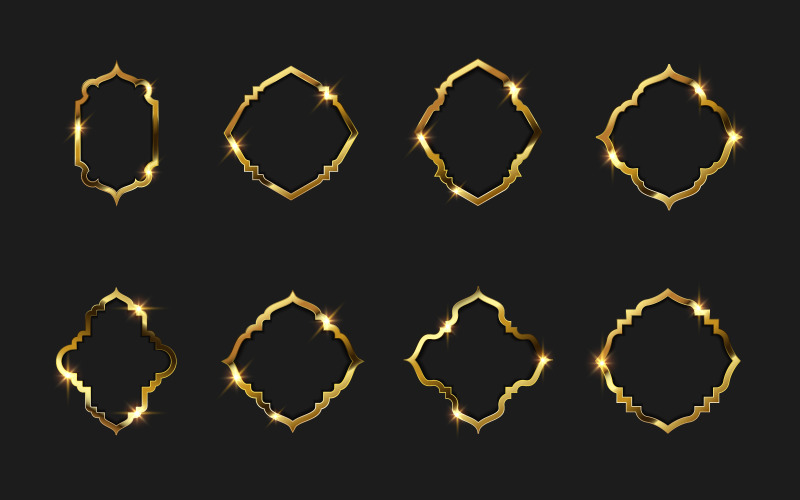 Luxury Gold frame border vector illustration design template v.9