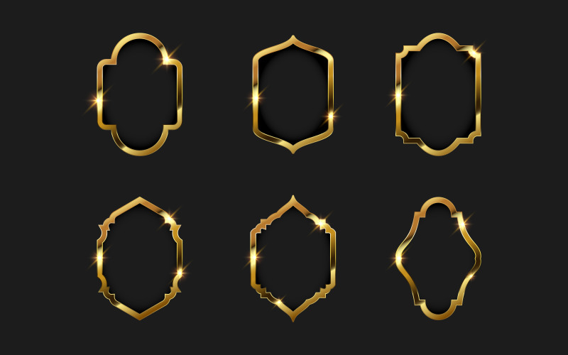 Luxury Gold frame border vector illustration design template v.3