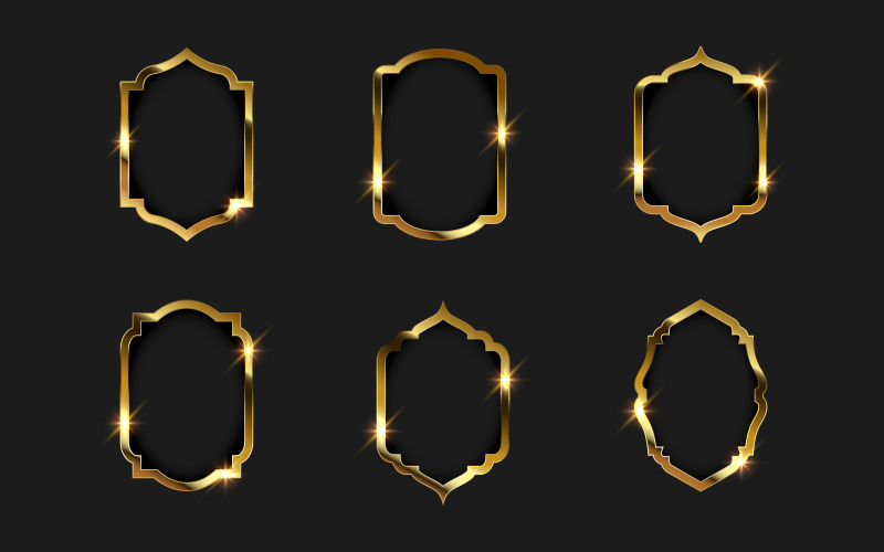 Luxury Gold frame border vector illustration design template v.4