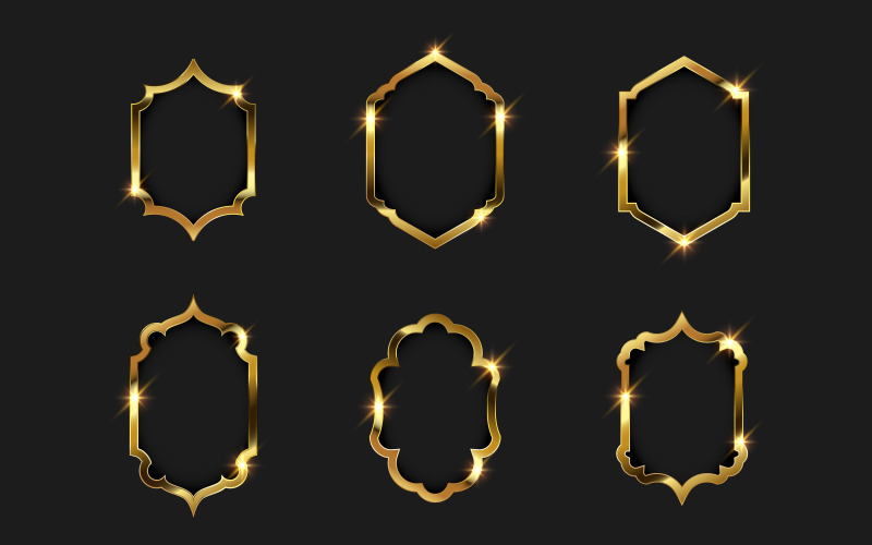 Luxury Gold frame border vector illustration design template v.5