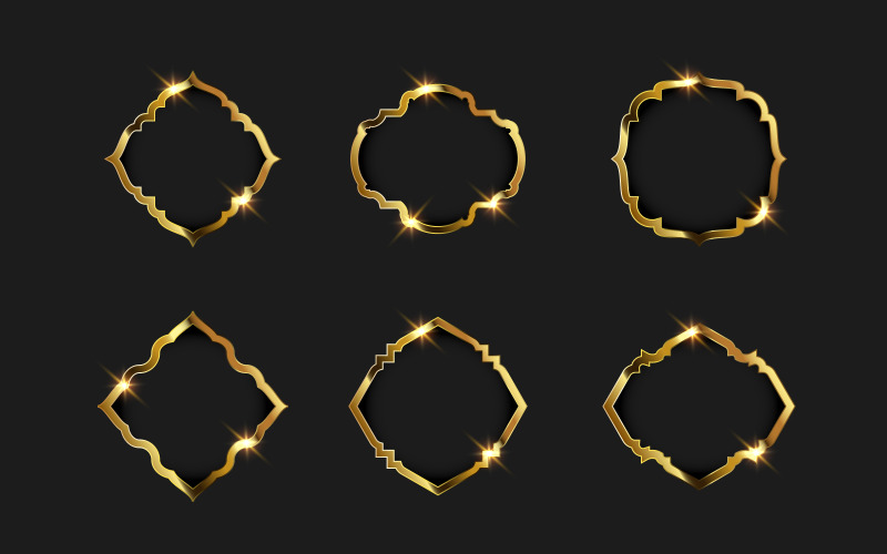 Luxury Gold frame border vector illustration design template v.6