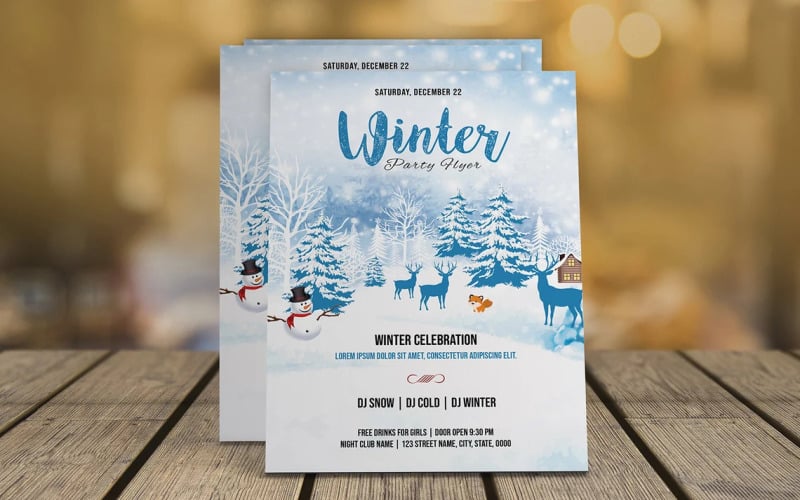 Elegant Winter Party Invitation Template – Customize with Ease