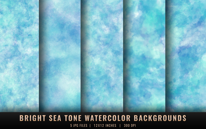 Bright Sea Tone Watercolor Backgrounds - TemplateMonster