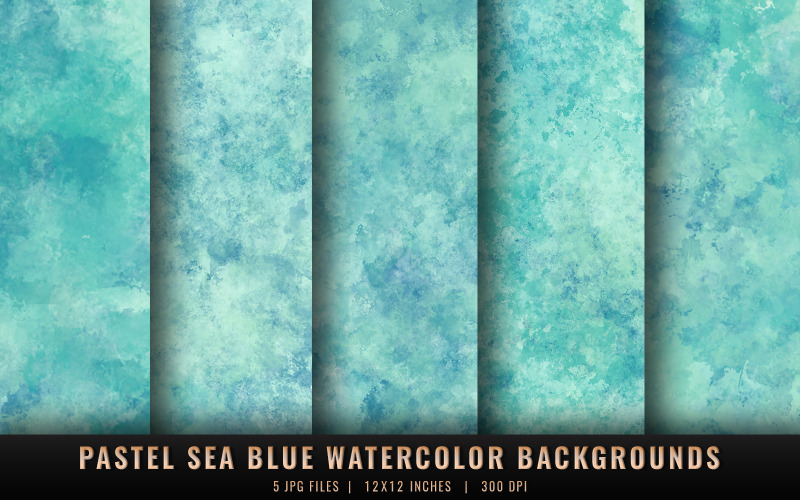 Pastel Sea Blue Watercolor Backgrounds - TemplateMonster