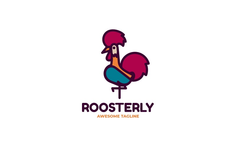 Logotipo de mascote simples Roosterly23 - TemplateMonster
