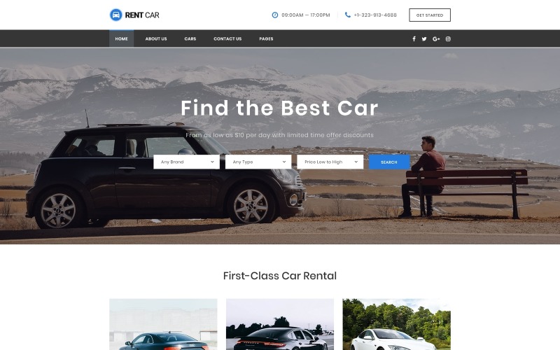 Modelos de site de carro HTML5 por TemplateMonster