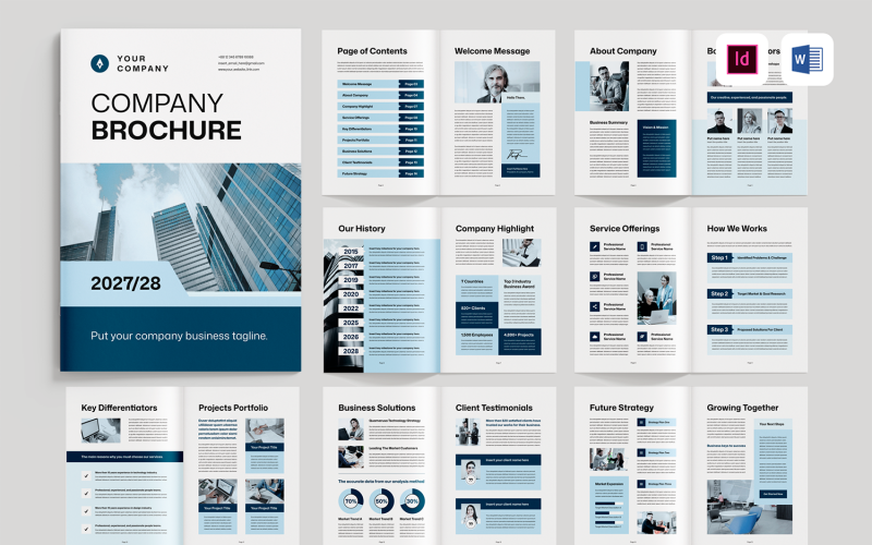 Modèle de brochure d'entreprise | MS Word et Indesign