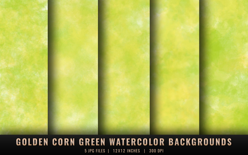 Golden Corn Green Watercolor Backgrounds - TemplateMonster