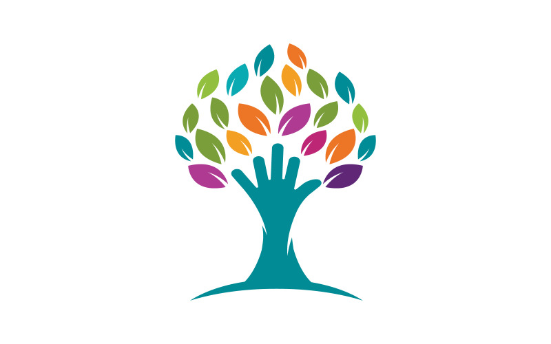 Hand Concept Mutual help care social humanity Logo design template v.21