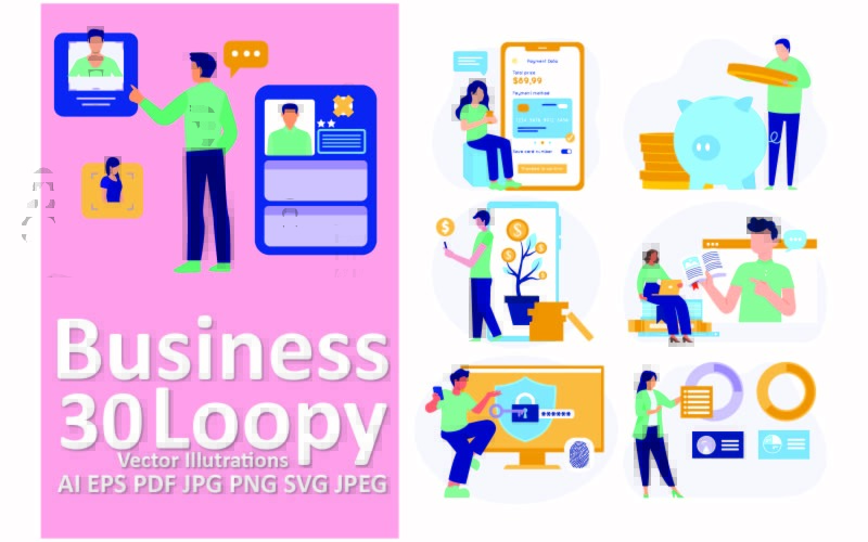 Business Loopy: ilustraciones atractivas y dinámicas para empresas modernas