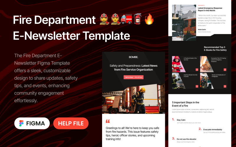Fire Department E-Newsletter Figma Template - TemplateMonster