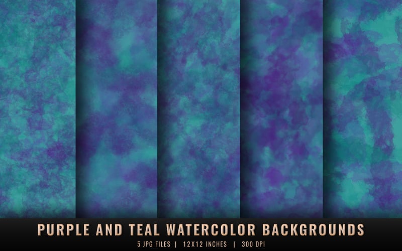 Purple and Teal Watercolor Backgrounds - TemplateMonster