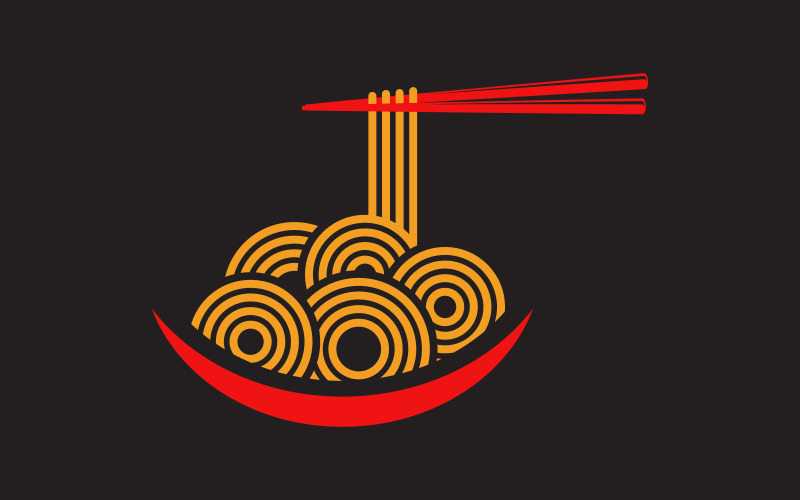 Noodles food Logo sign illustration design template v.15