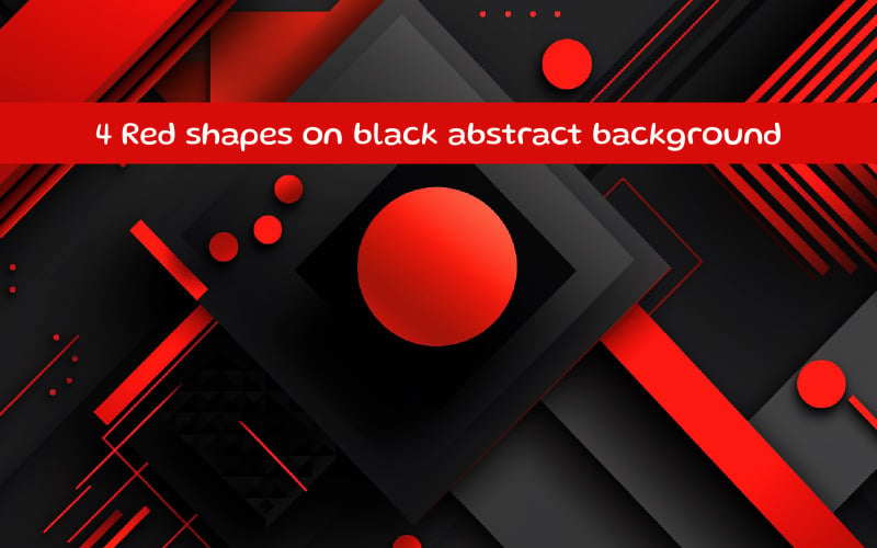 Red shapes on black abstract background - TemplateMonster
