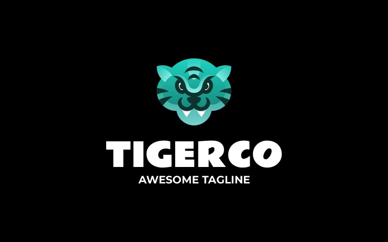 Tiger Mascot Gradient Logo #488318 - TemplateMonster