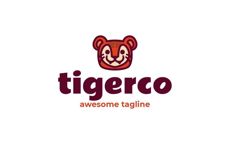 Logotipo simples do mascote do tigre 23 - TemplateMonster
