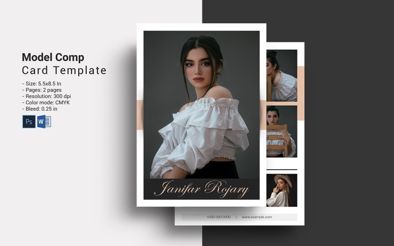 Professional Model Comp Card Template – Customizable & Print-Ready Design