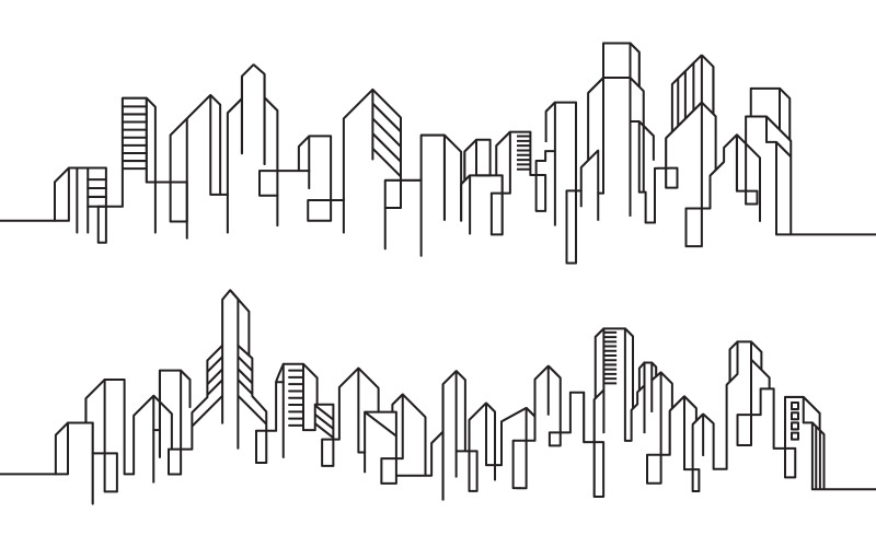 City Building Line art Vector Illustration template design v.7