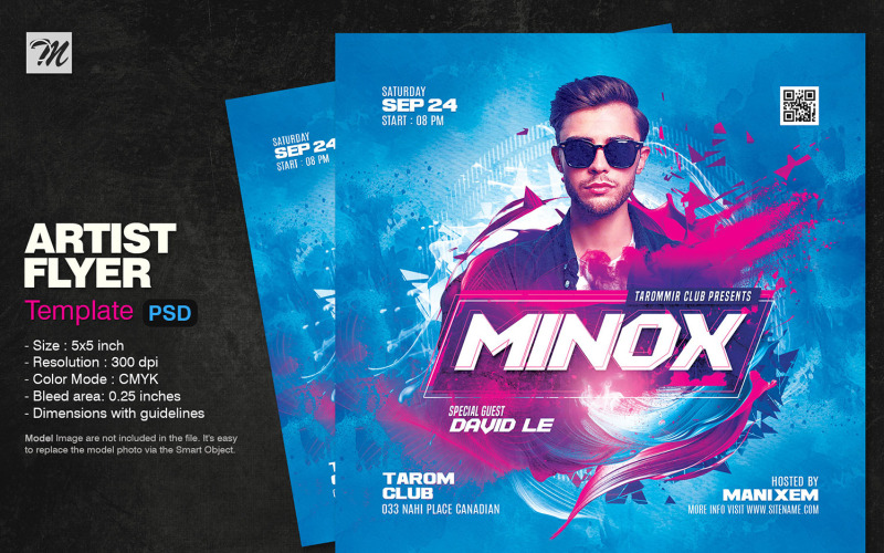 Dj Artist Flyer Template PSD #490165 - TemplateMonster