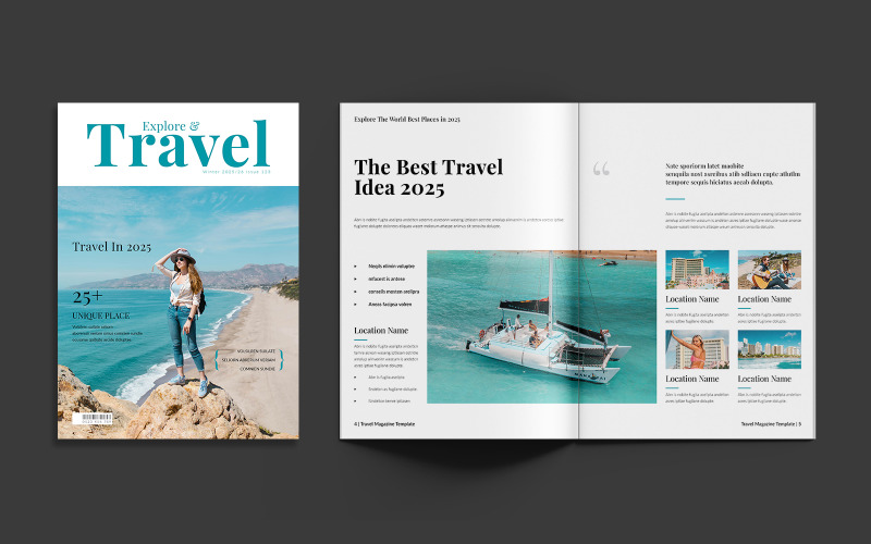 Travel Magazine Design Layout Template - TemplateMonster