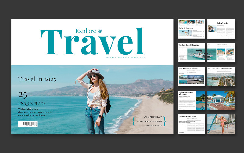 Travel Magazine Template Landscape #490114 - TemplateMonster