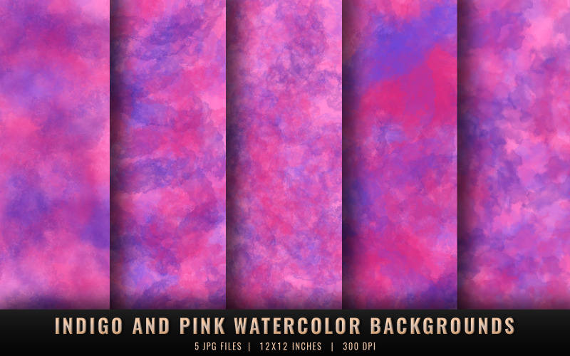 Indigo and Pink Watercolor Backgrounds - TemplateMonster