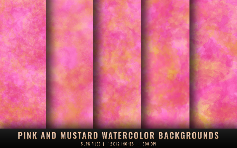 Pink and Mustard Watercolor Backgrounds - TemplateMonster
