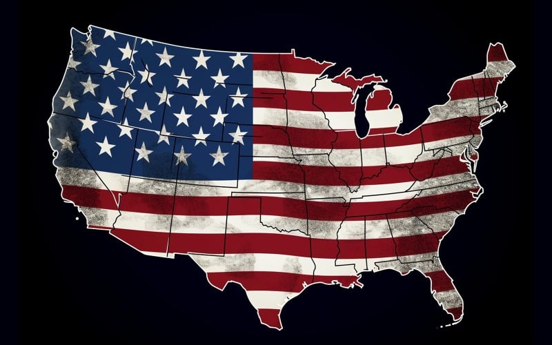 Usa flag map design background #490603 - TemplateMonster