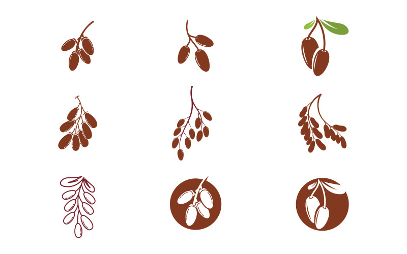 Modèle de conception de logo d'illustration de fruits frais de dattes v.6