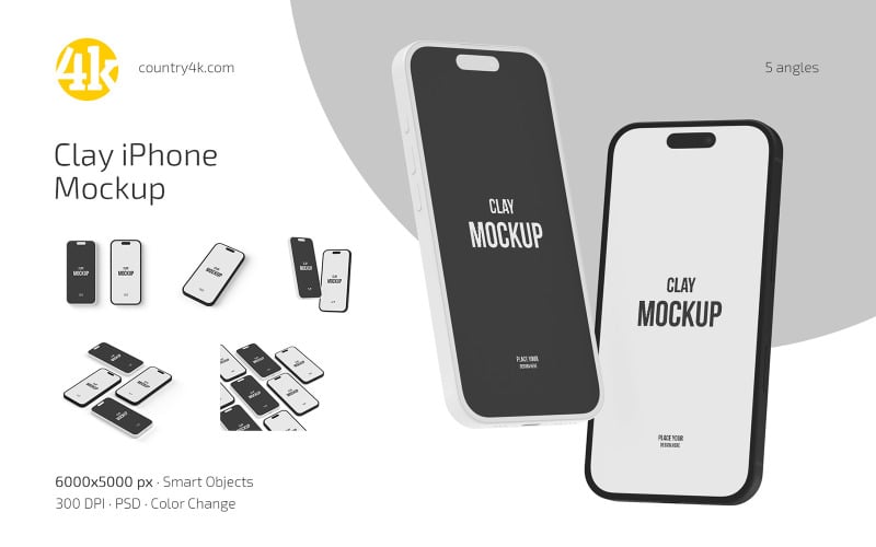 Clay iPhone Mockup PSD Template #491650 - TemplateMonster