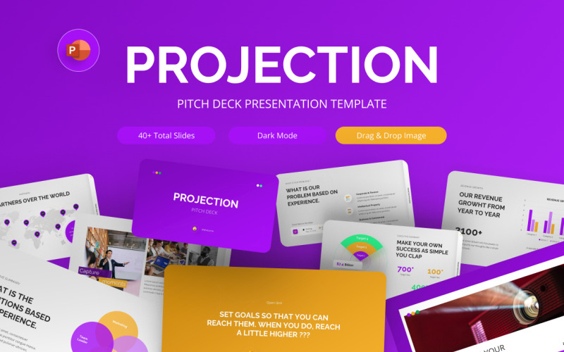 Projeksiyon Pitch Deck PowerPoint Şablonu - TemplateMonster