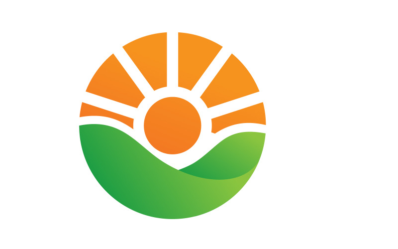 Słońce zielone logo farmy Wektor ikona projekt ilustracja Szablon v.8