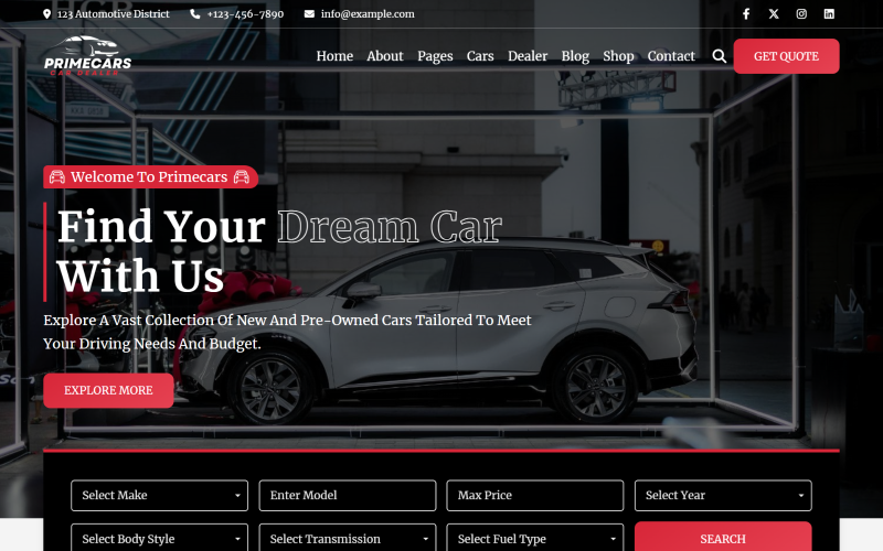 PrimeCars - Plantilla HTML5 para sitios web de concesionarios de automóviles y empresas automotrices