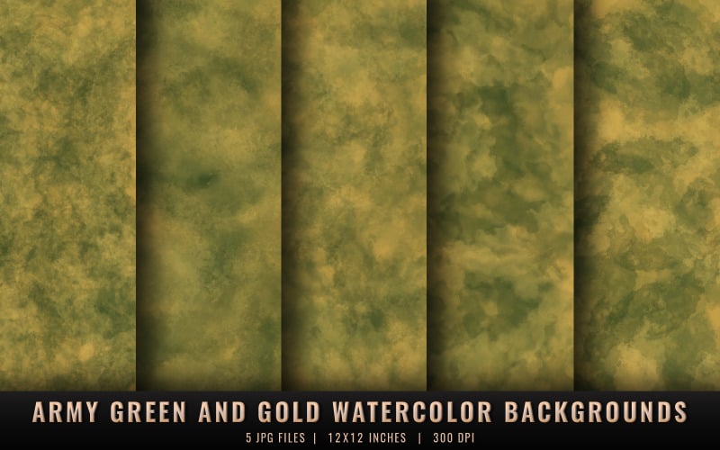 Army Green and Gold Watercolor Backgrounds - TemplateMonster