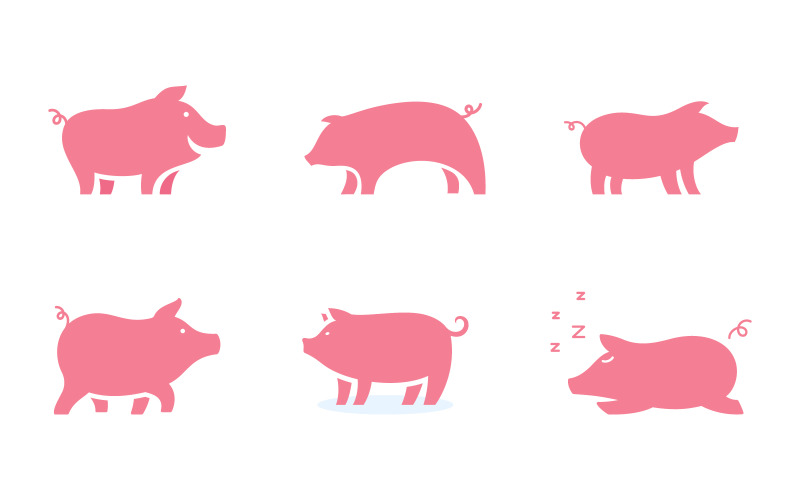 Modèle d'illustration d'icône de vecteur de symbole mignon de cochon v.19
