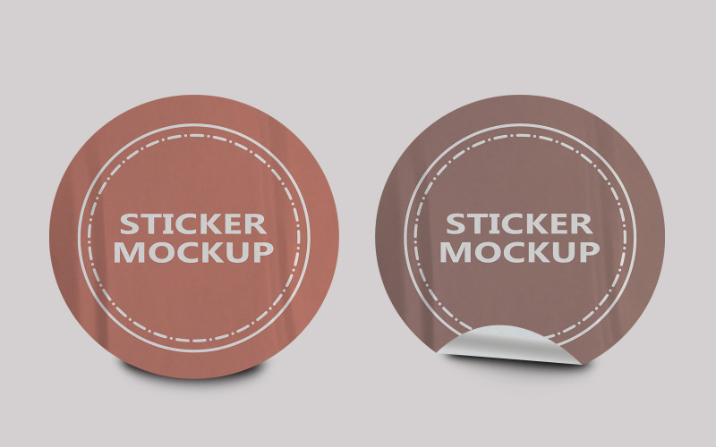 Sticker Mockup Template Design -51 #493100 - TemplateMonster