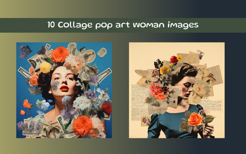 Collage pop art woman images AI image - TemplateMonster