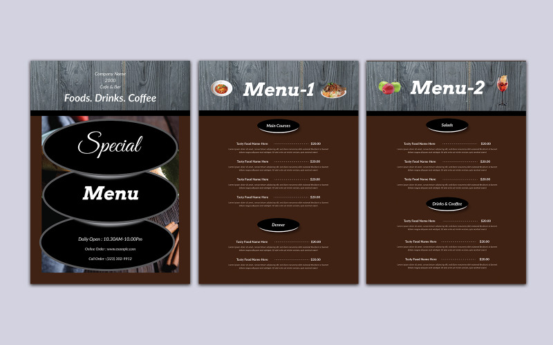 Lindo Layout de Modelo de Menu de Comida - TemplateMonster