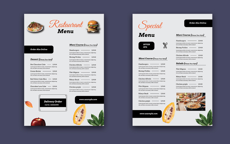 Nice Food Menu Template Layout #493427 - TemplateMonster