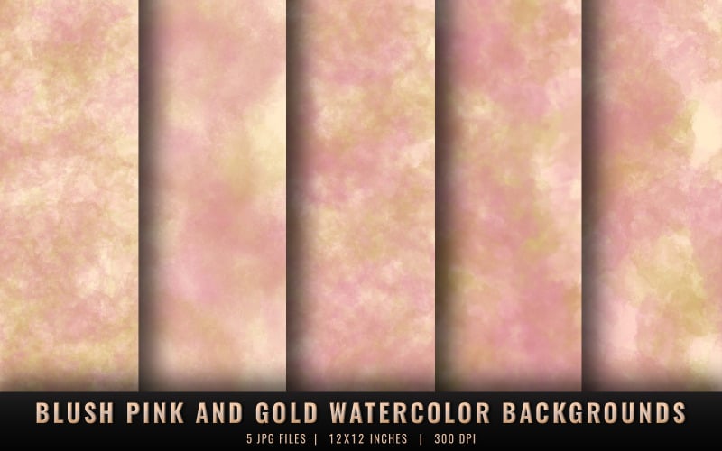 Blush Pink and Gold Watercolor Backgrounds - TemplateMonster