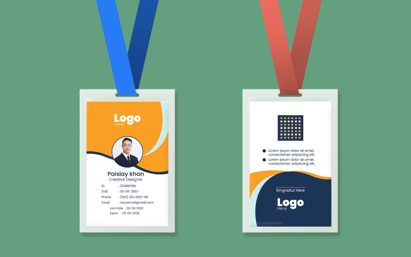 ID card templates for officers and employees